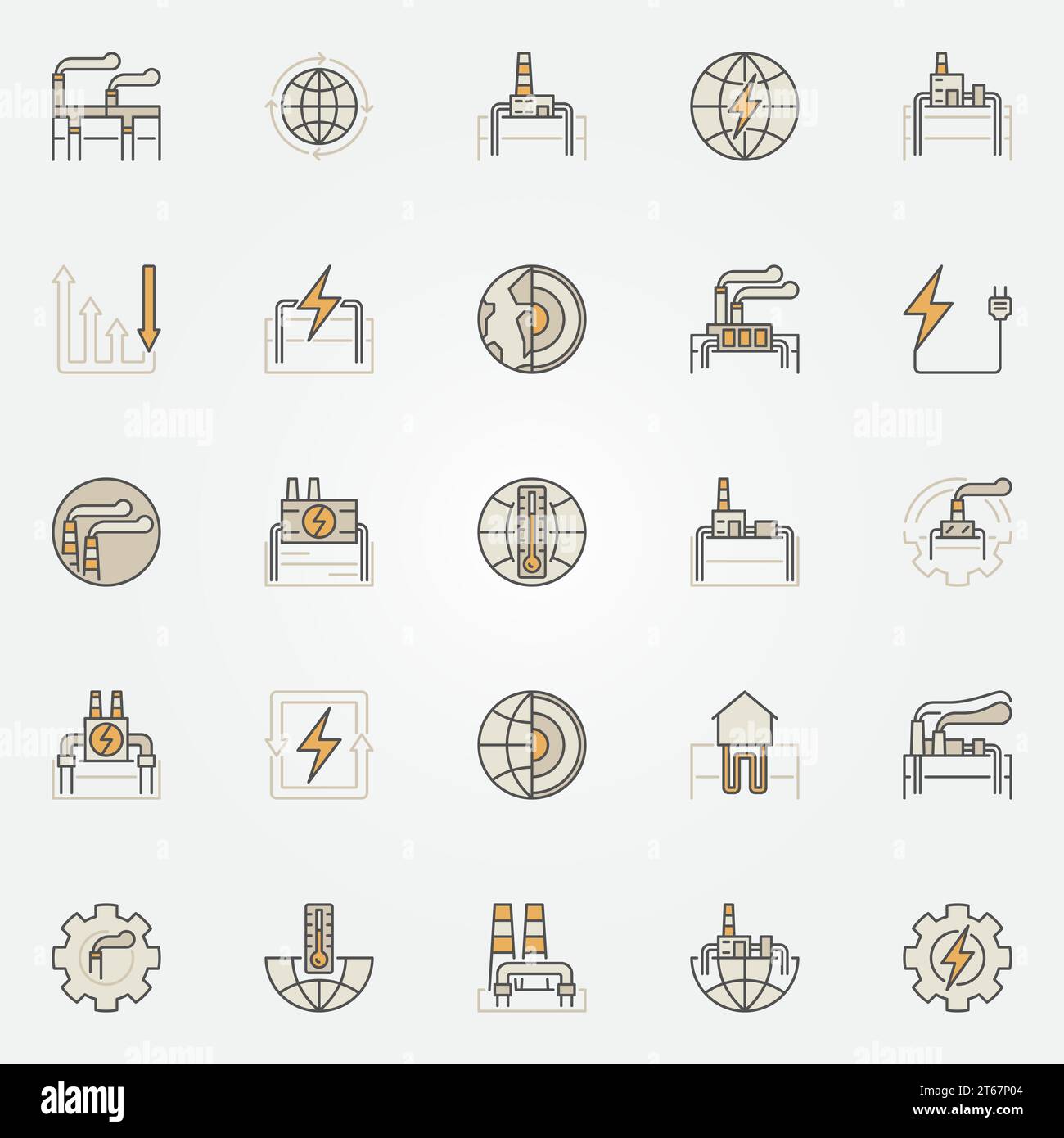 Geothermal energy colorful icons. Vector collection of creative ...