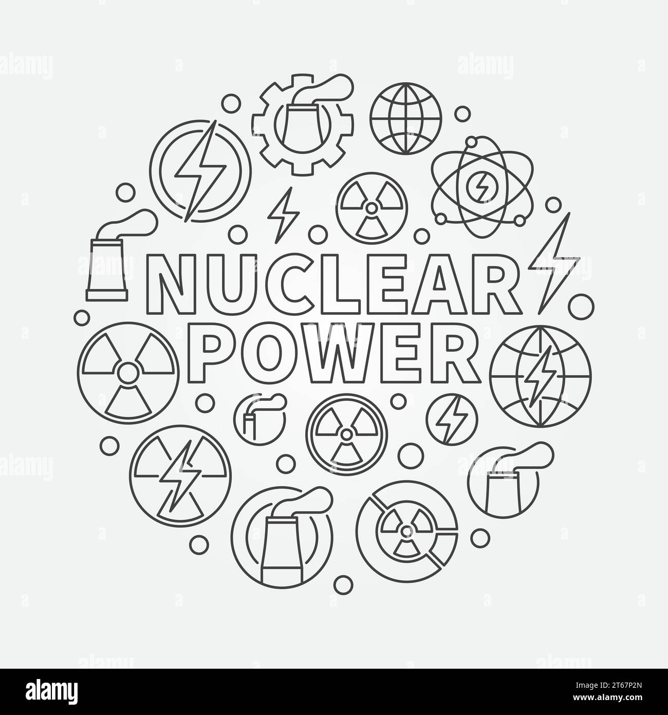 Nuclear power round illustration - vector round energy concept symbol ...