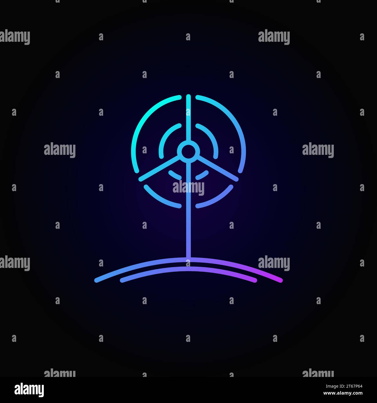 Wind turbine outline colorful icon - vector concept minimal symbol or ...