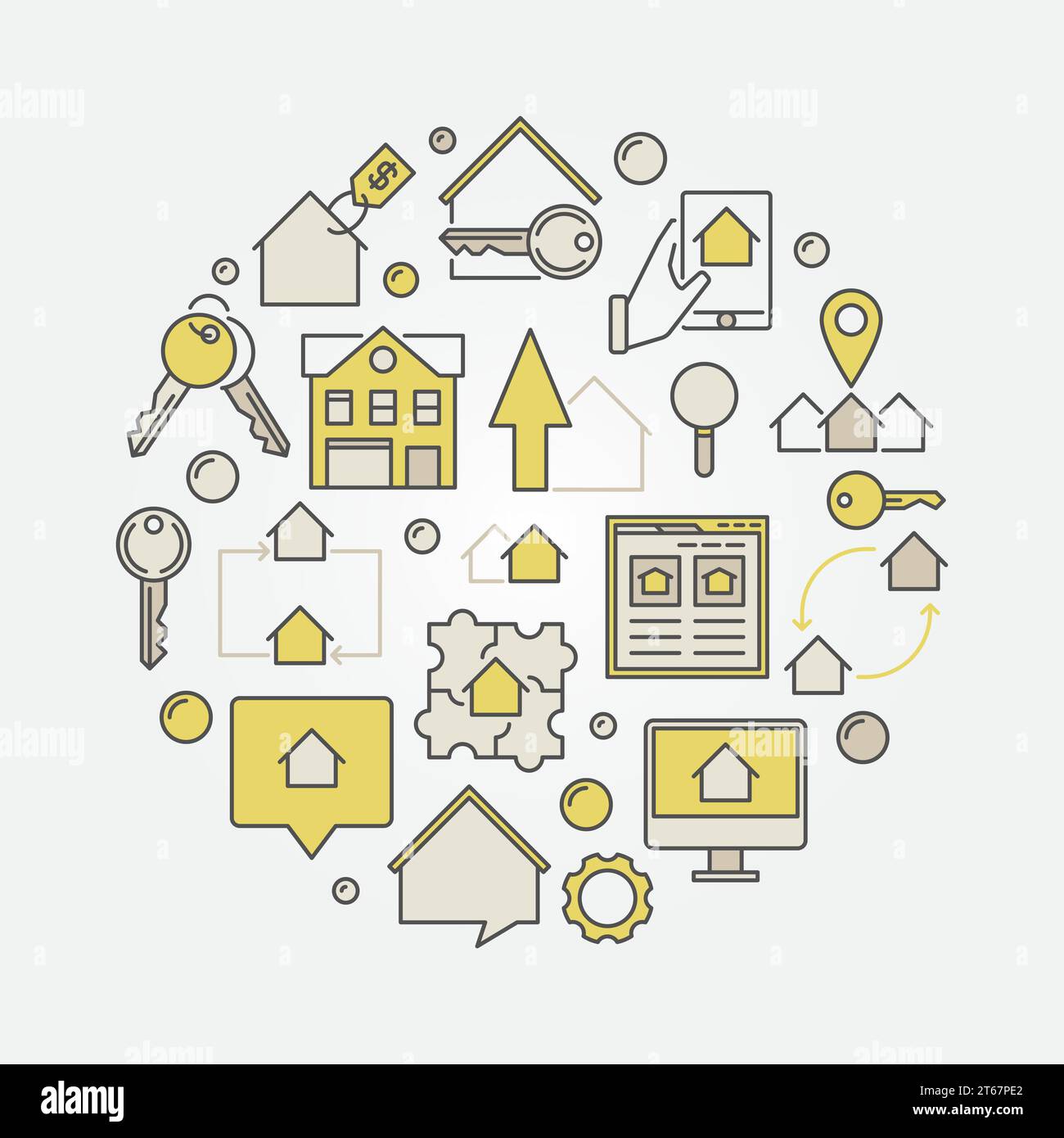 Real estate circular illustration - vector round creative symbol made ...