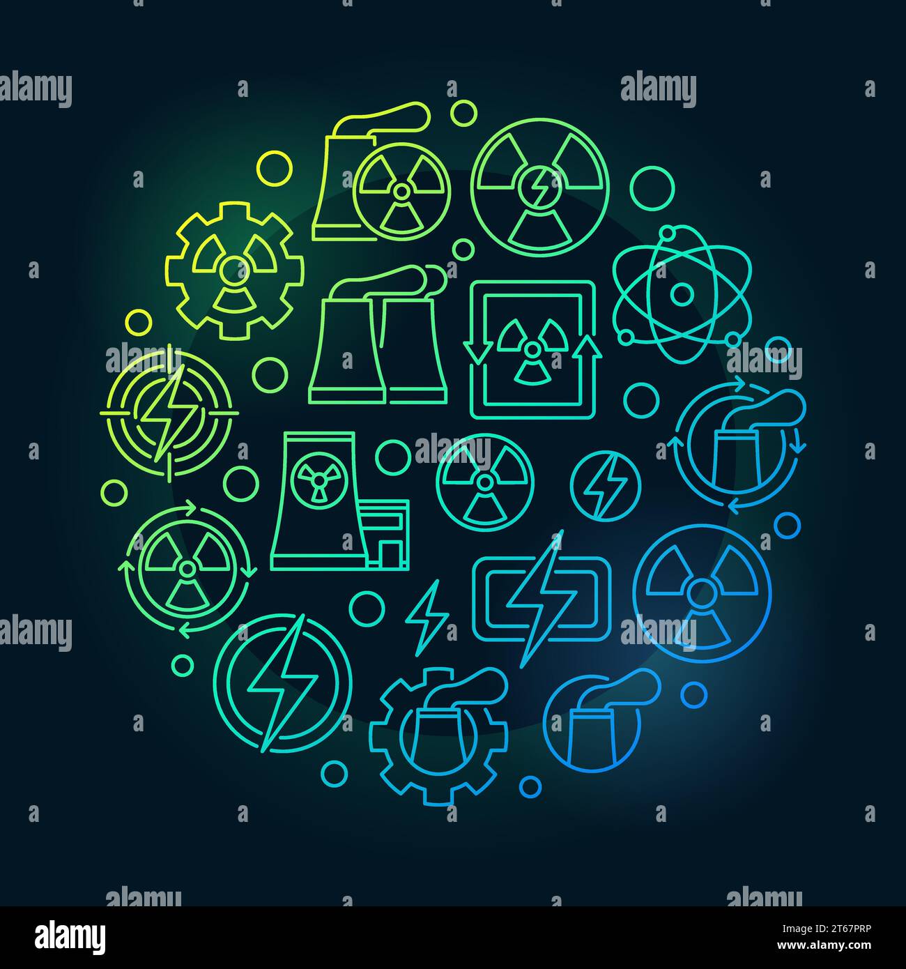 Nuclear energy round colorful illustration. Vector nuclear power ...
