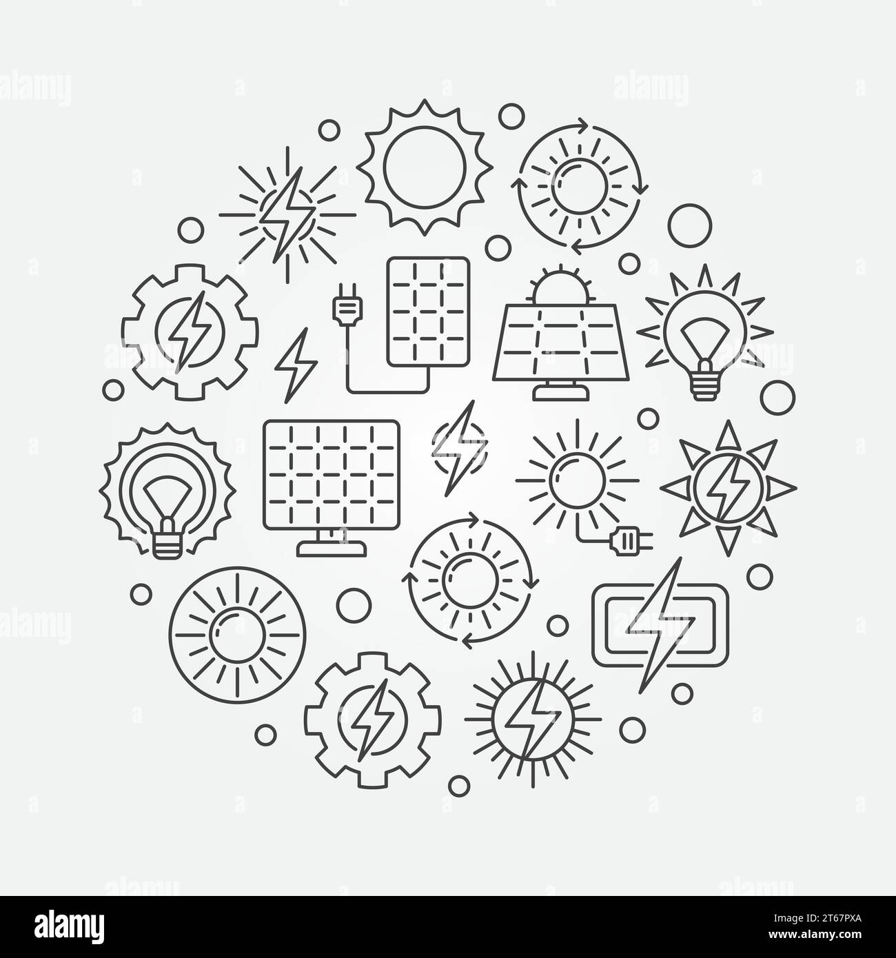 Solar power circular illustration. Vector renewable solar energy sign ...