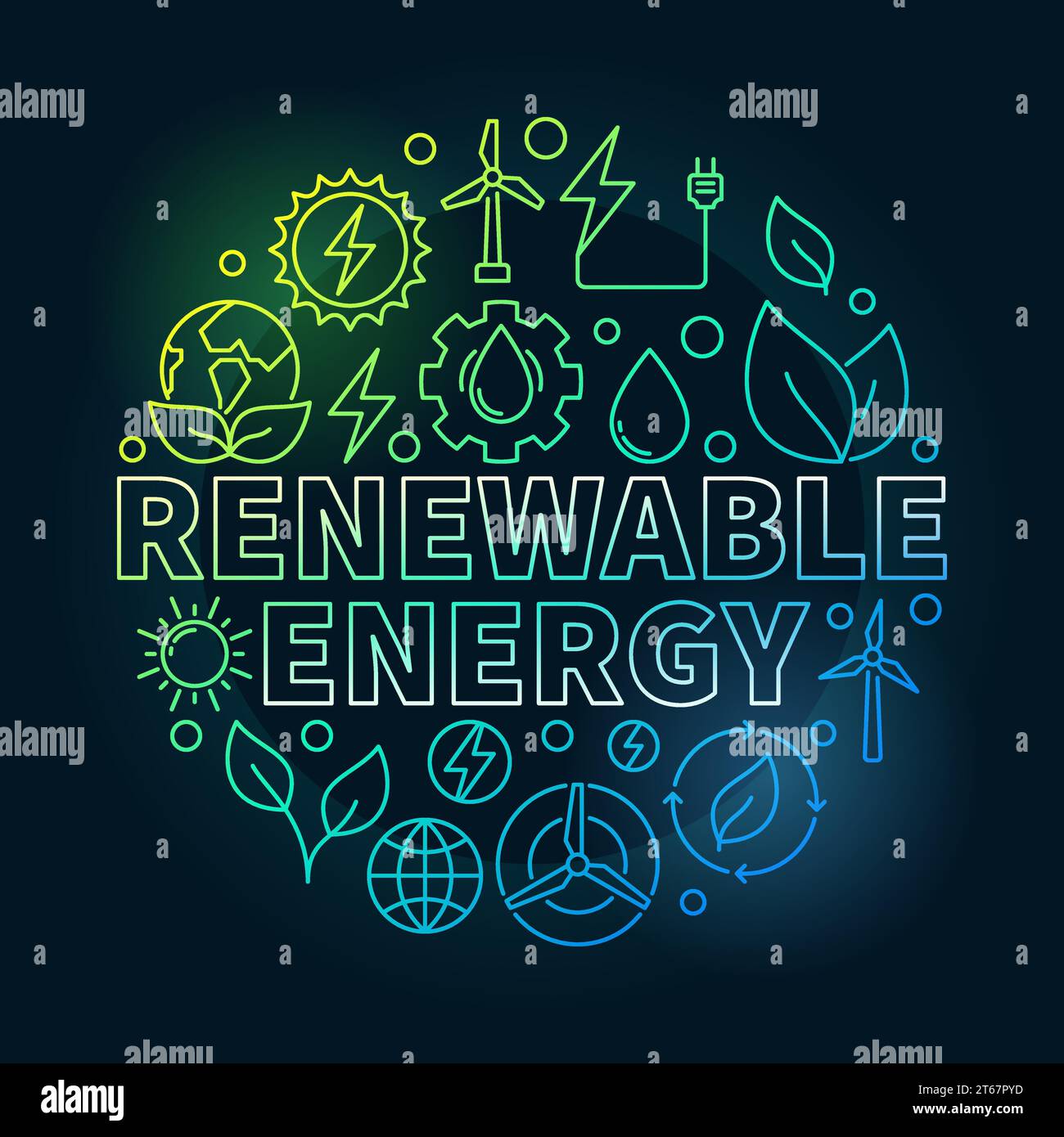 Renewable Energy round colorful illustration. Vector circular symbol ...