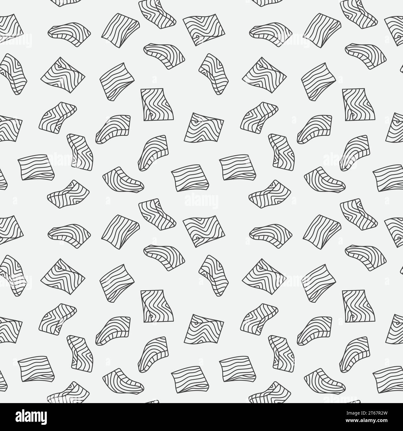 Salmon fillet vector minimal seamless pattern or texture in thin line ...