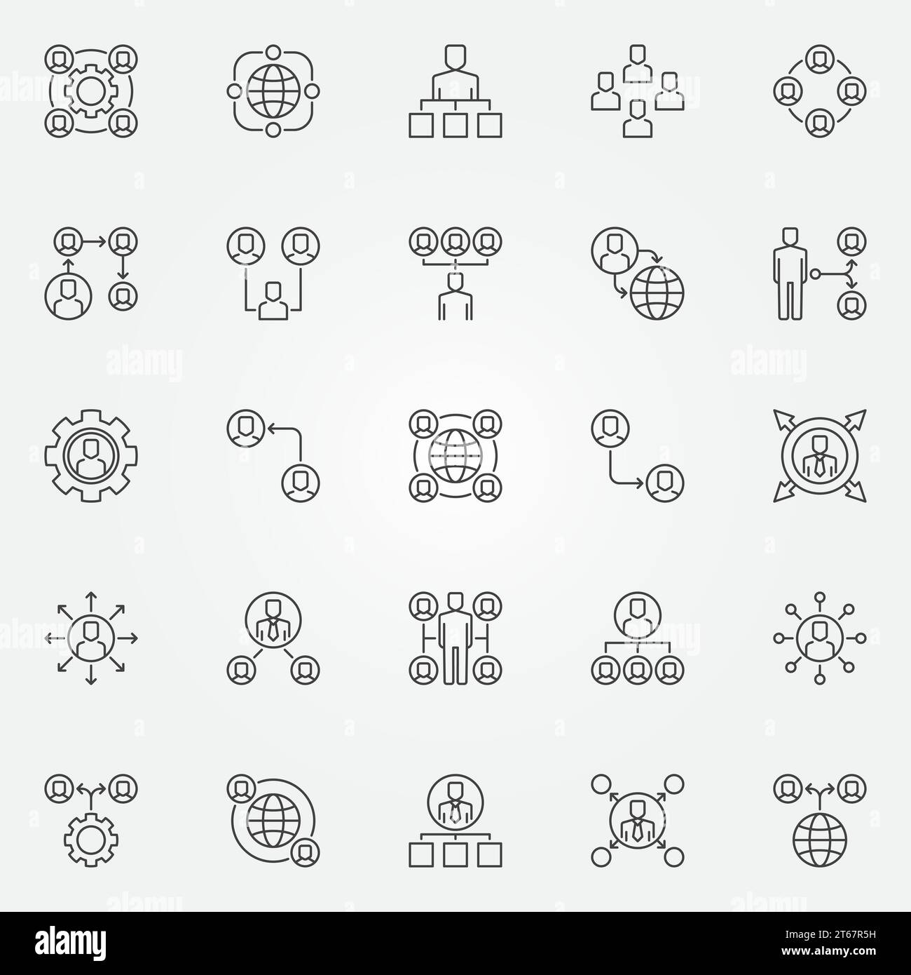 Outsourcing icons set. Vector outsource concept symbols or design elements in thin line style ...