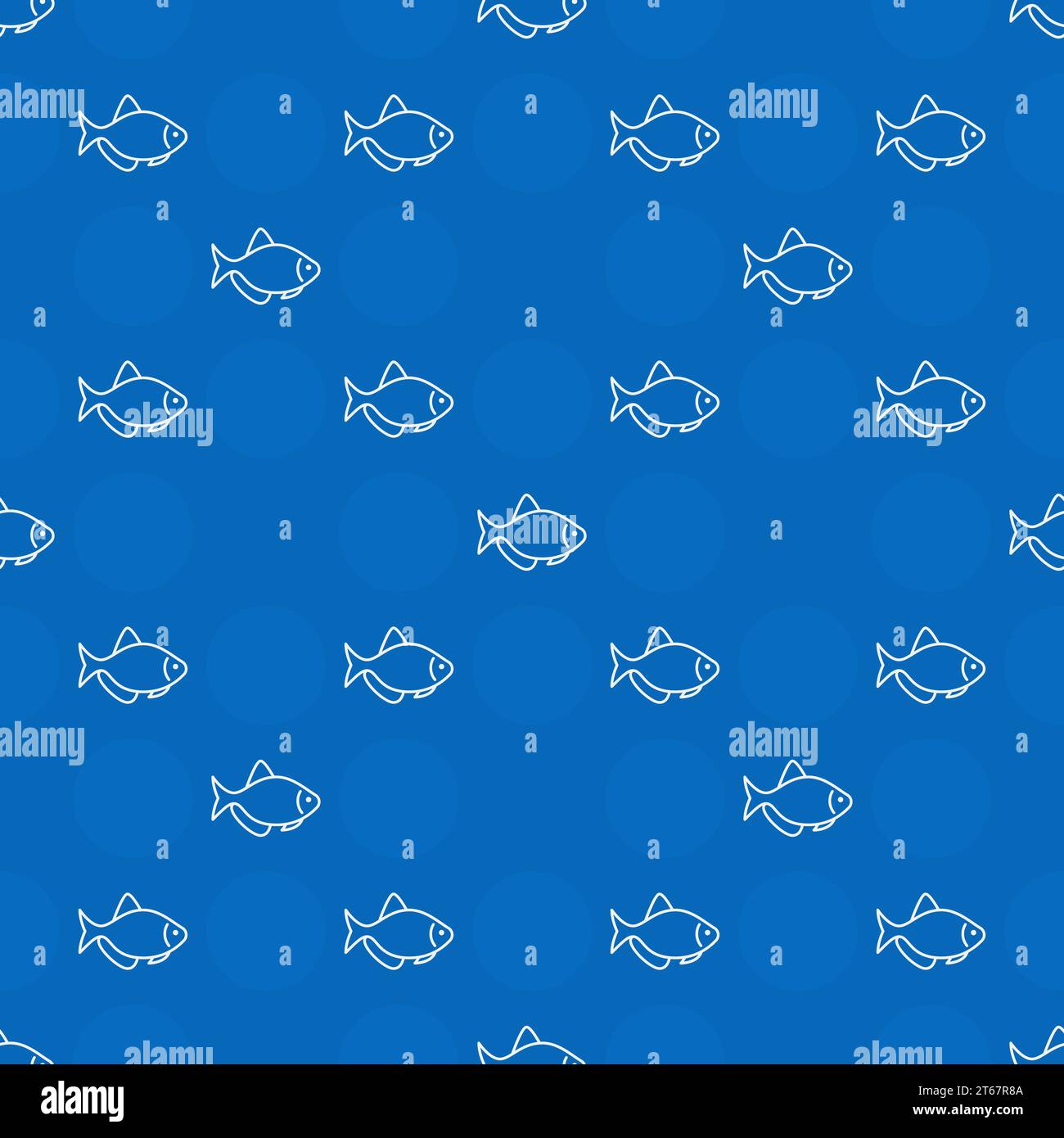 Blue seamless pattern with aquarium fish - vector outline texture Stock ...