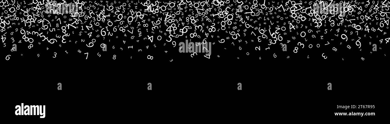 Falling numbers, big data concept. Binary white messy flying digits ...