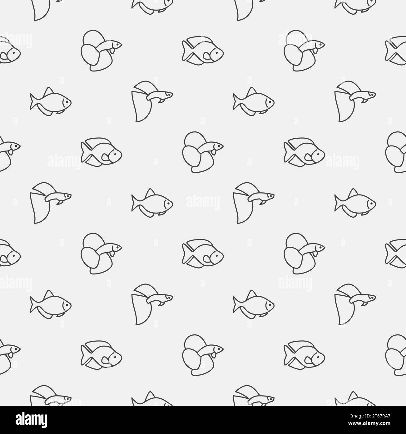 Aquarium fish pattern - vector minimal seamless texture made with thin ...