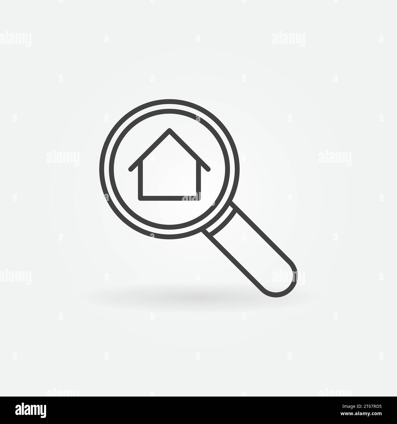 House search icon - vector magnifying glass with house inside symbol or ...