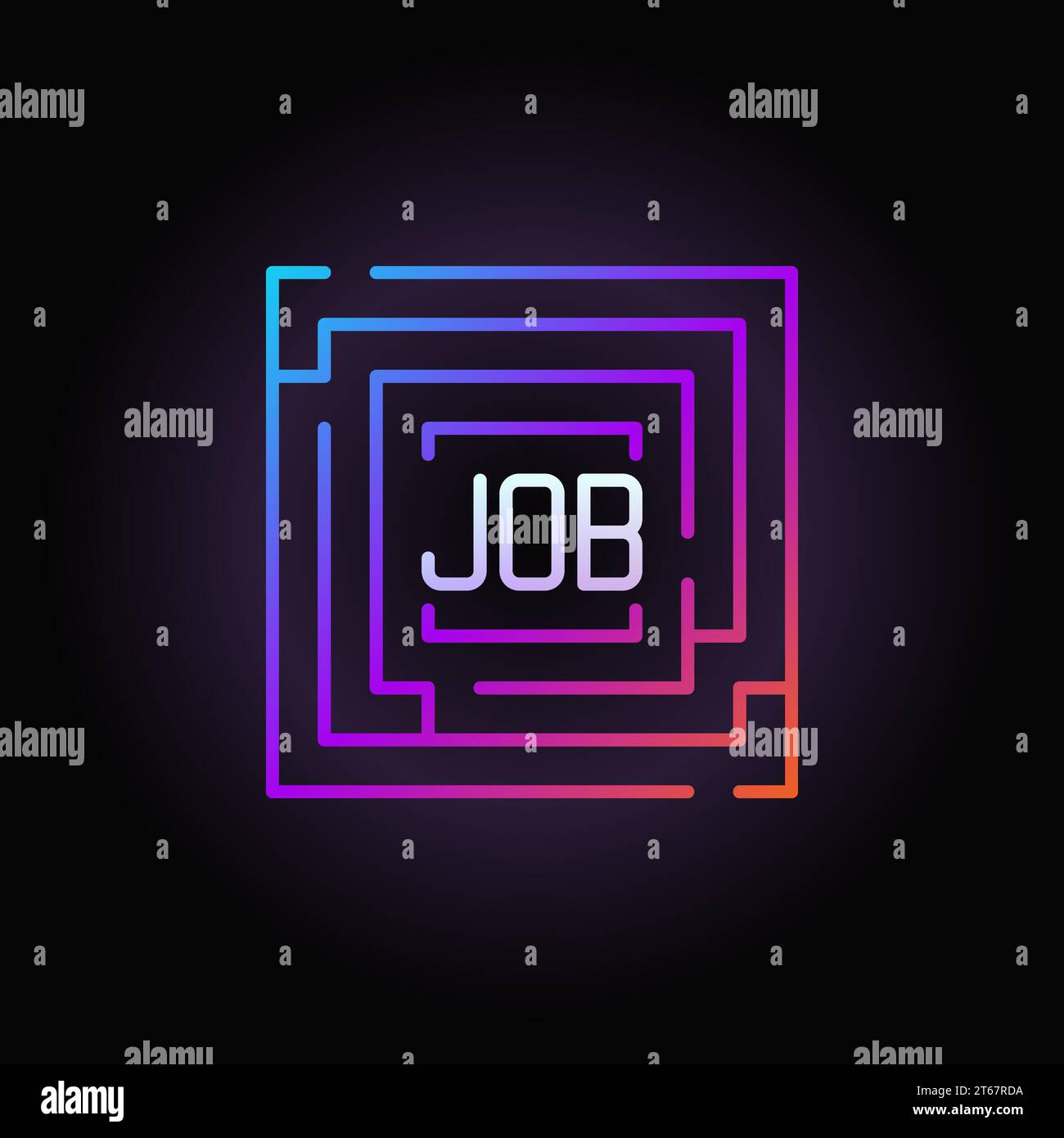 Maze with job colorful icon. Vector outline square labyrinth with word ...
