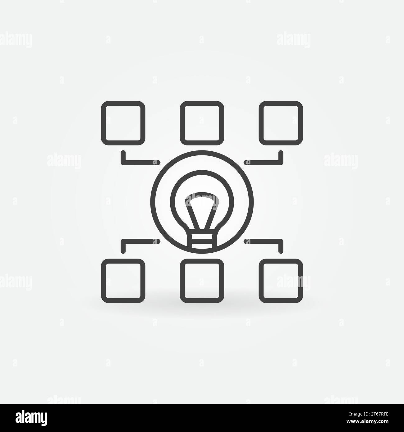 Hierarchy with light bulb outline icon. Start-up concept symbol in thin ...