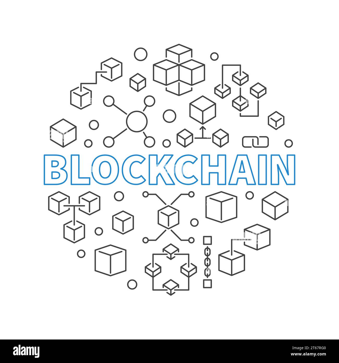 Blockchain technology modern round illustration or background made with ...