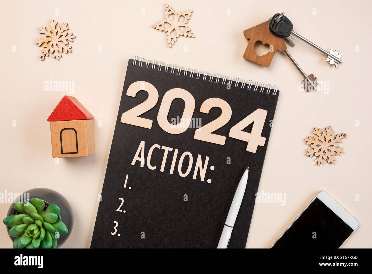 New Year Aims 2024. To Do List. Empty Notebook at the Desk with ...