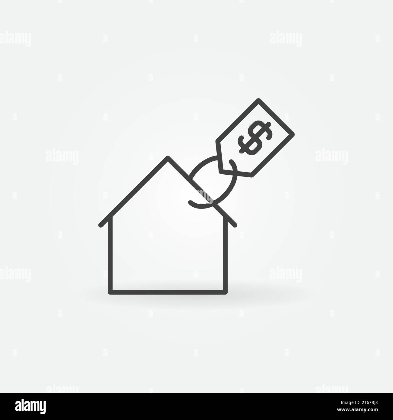 House with price tag icon - vector real estate concept outline sign ...