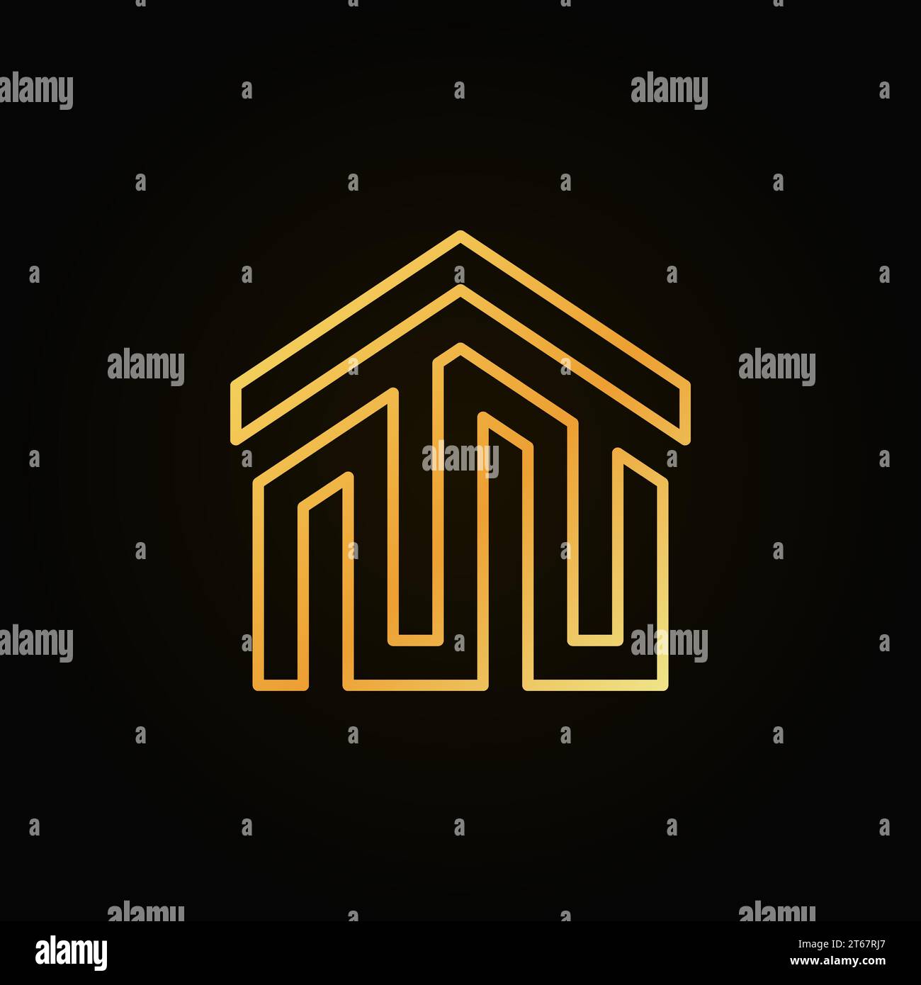 Golden house building icon or logo. Vector colorful linear property and ...