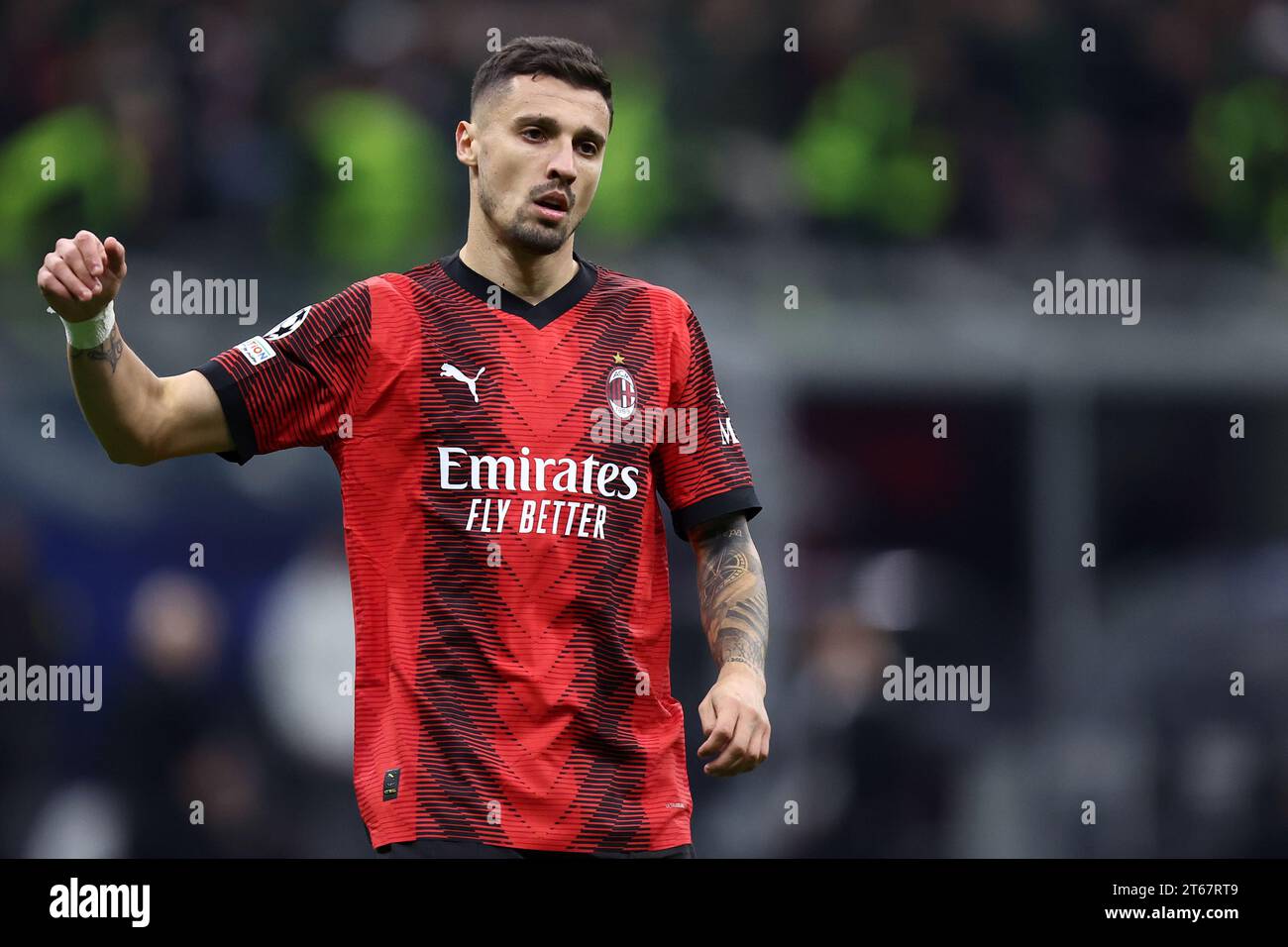 Rade Krunic of Ac Milan gestures during the Uefa Champions League match ...