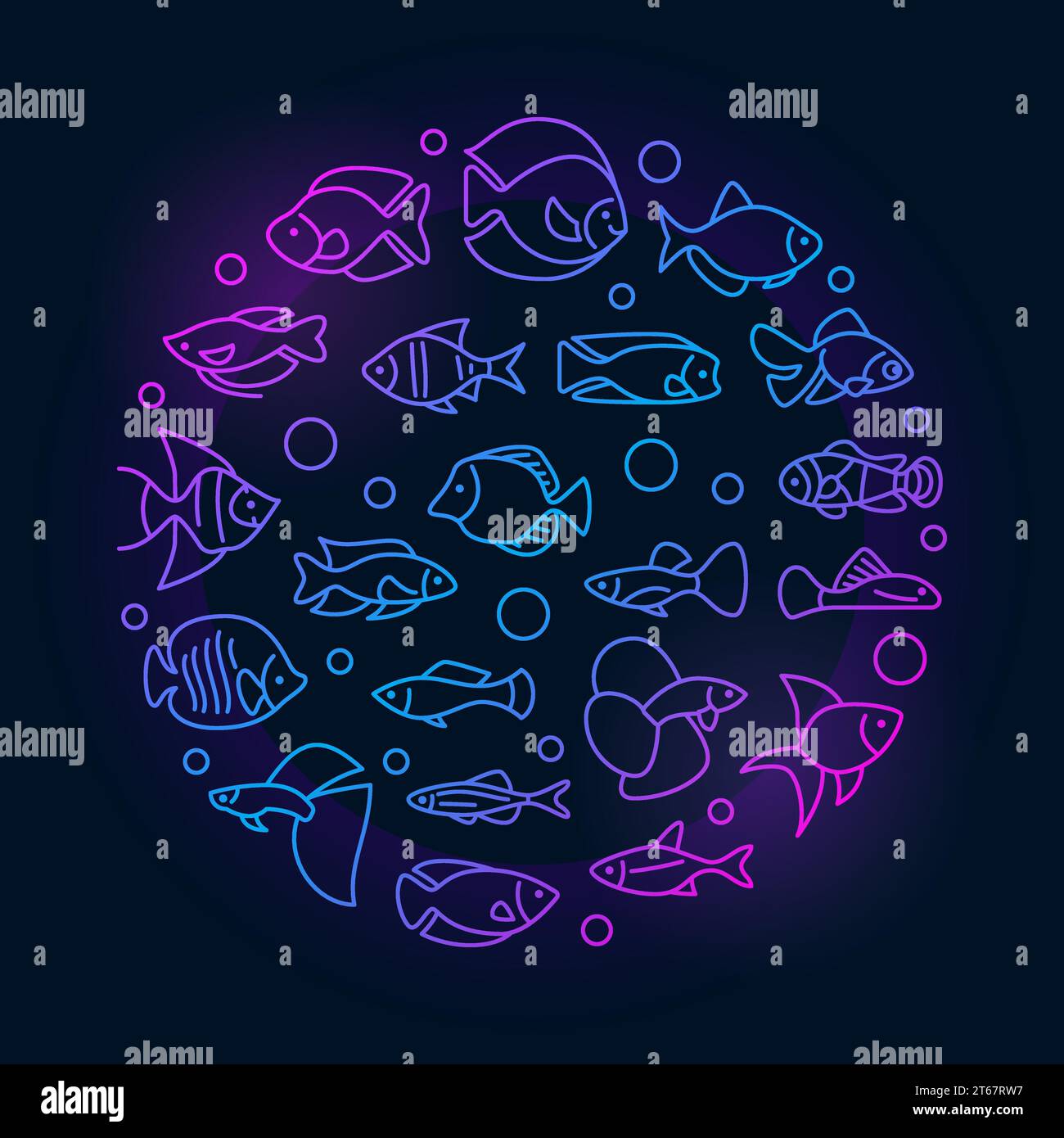Aquarium fish colorful illustration - vector round symbol made with ...
