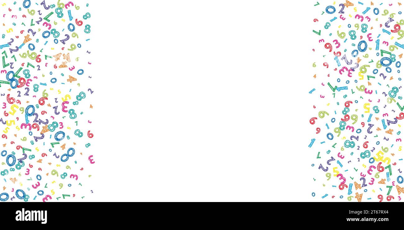 Falling colorful messy numbers. Math study concept with flying digits ...