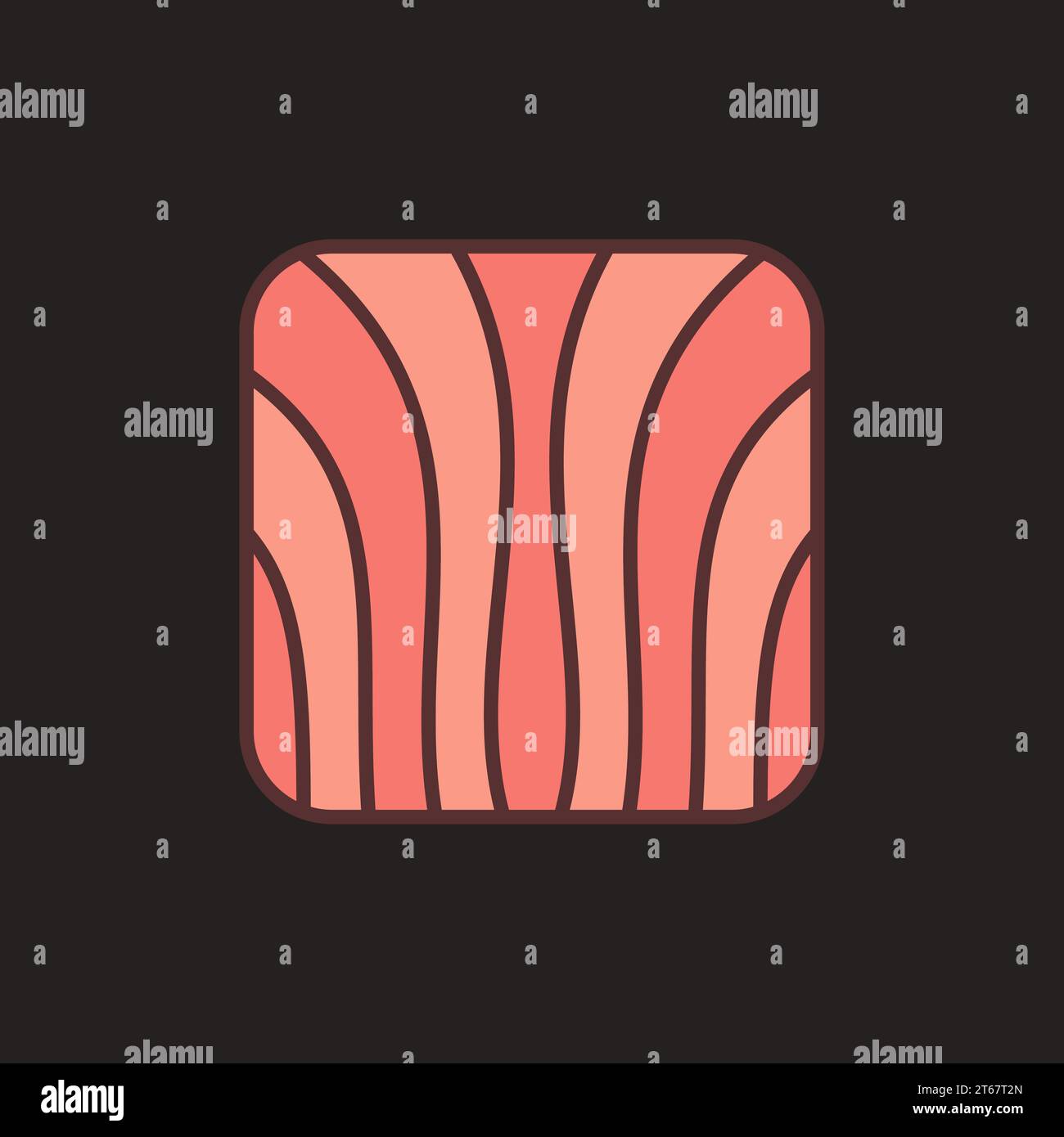 Salmon or trout steak flat icon. Vector red fish fillet symbol on dark ...
