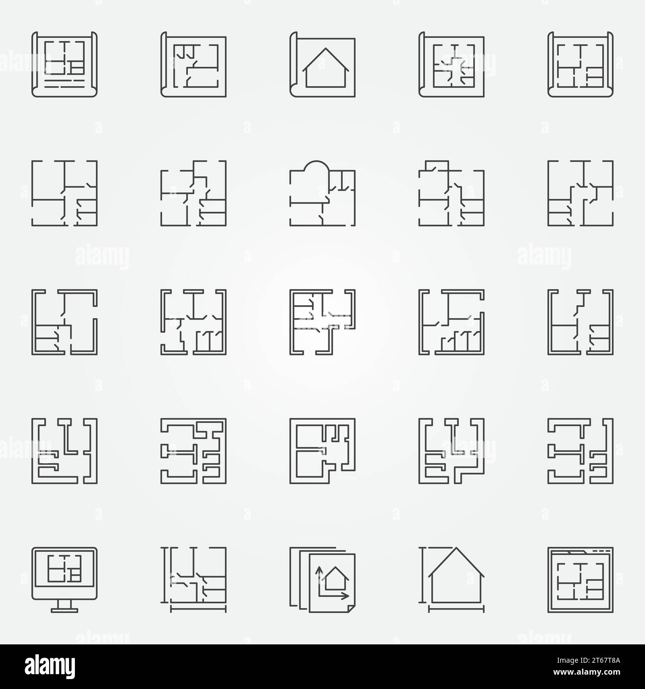 House plans icon set. Vector home and apartment plan concept symbols in ...