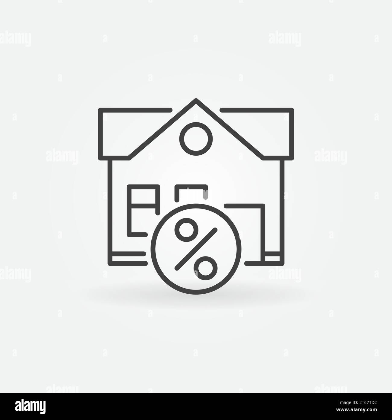 Leasing property icon - vector house with percent symbol in thin line ...