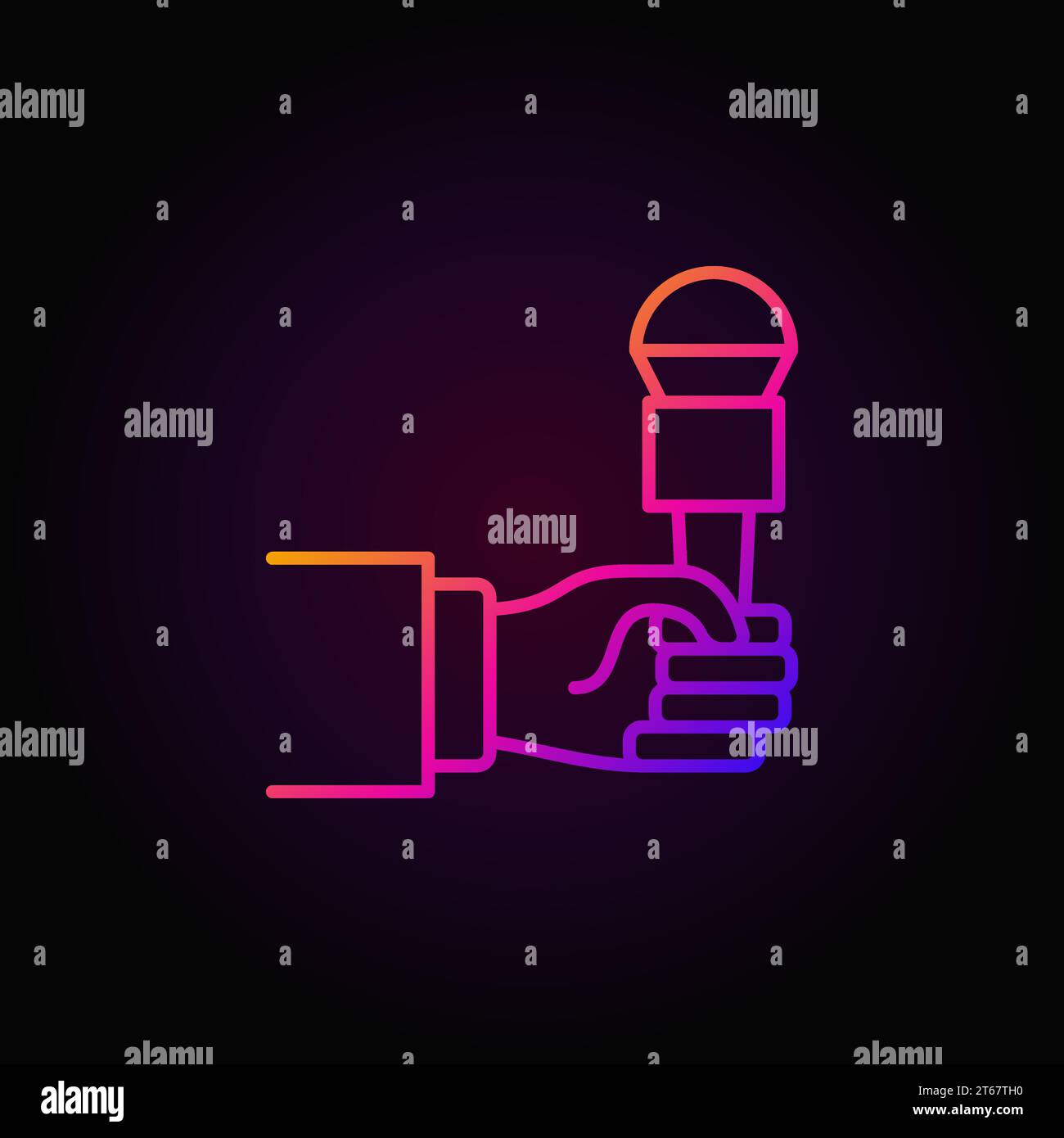 Microphone in hand colorful icon - vector bright line symbol or logo ...
