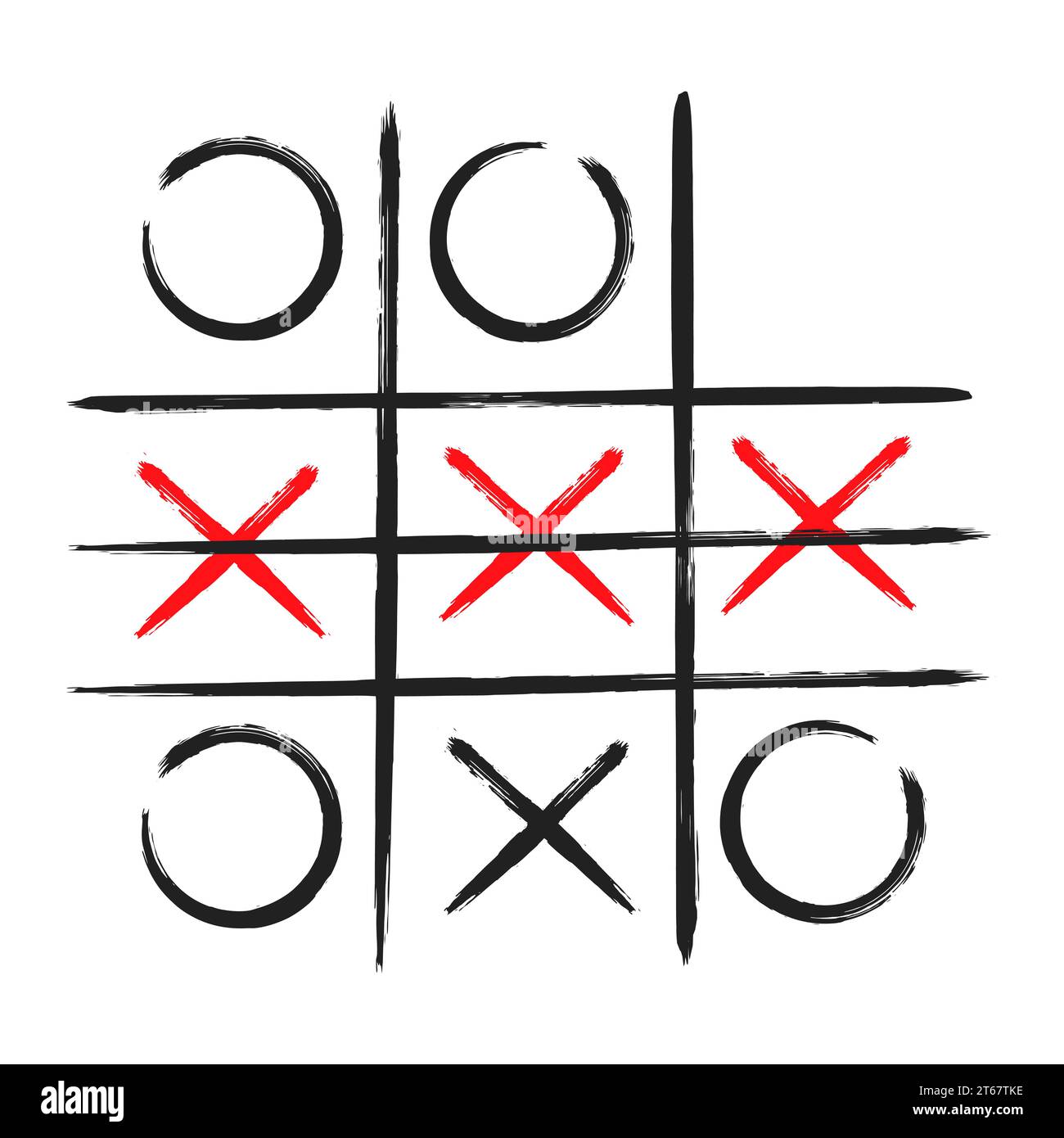 Tic Tac Toe Xo Game Hand Drawn Grid Doodle Template Vector Illustration Isolated On White