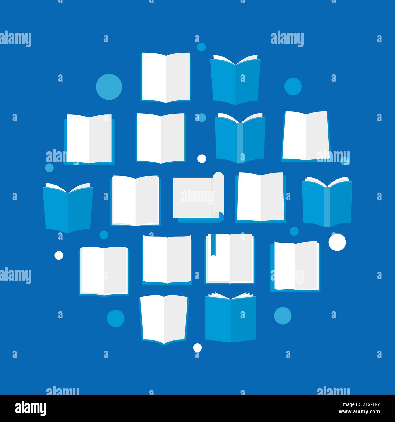 Books blue flat illustration. Vector circular sign made with book flat ...
