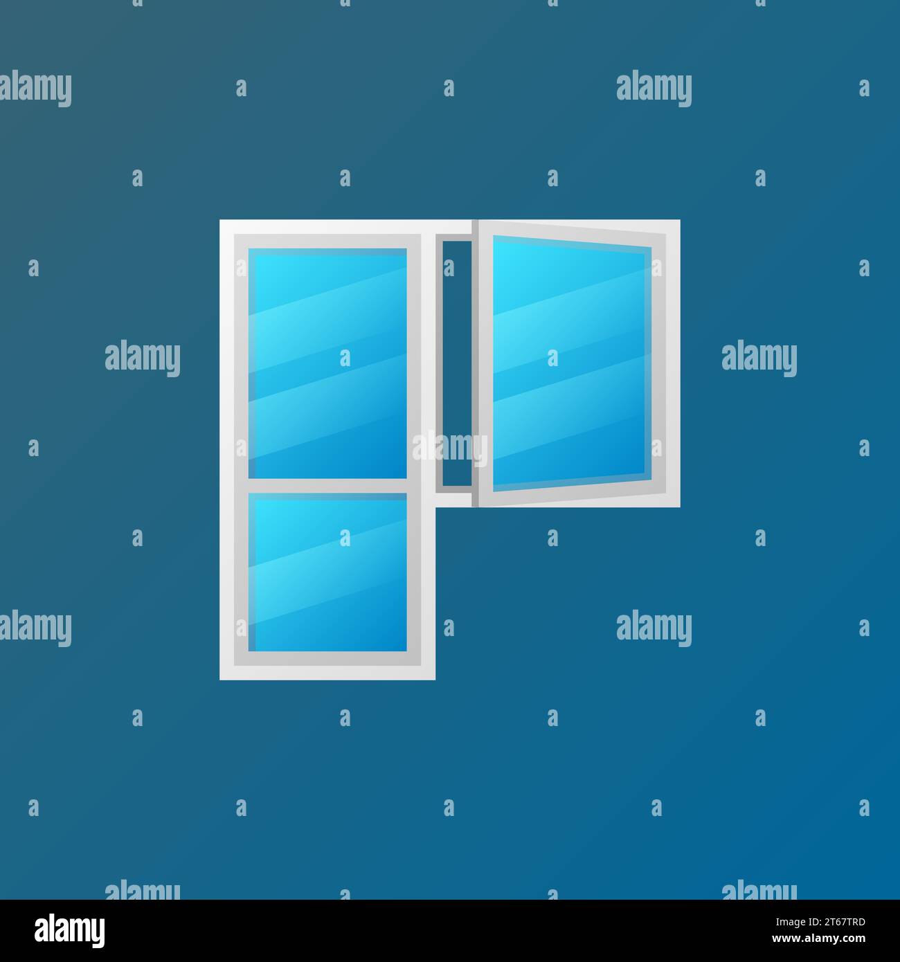 Balcony door with open window vector creative icon or logo element ...