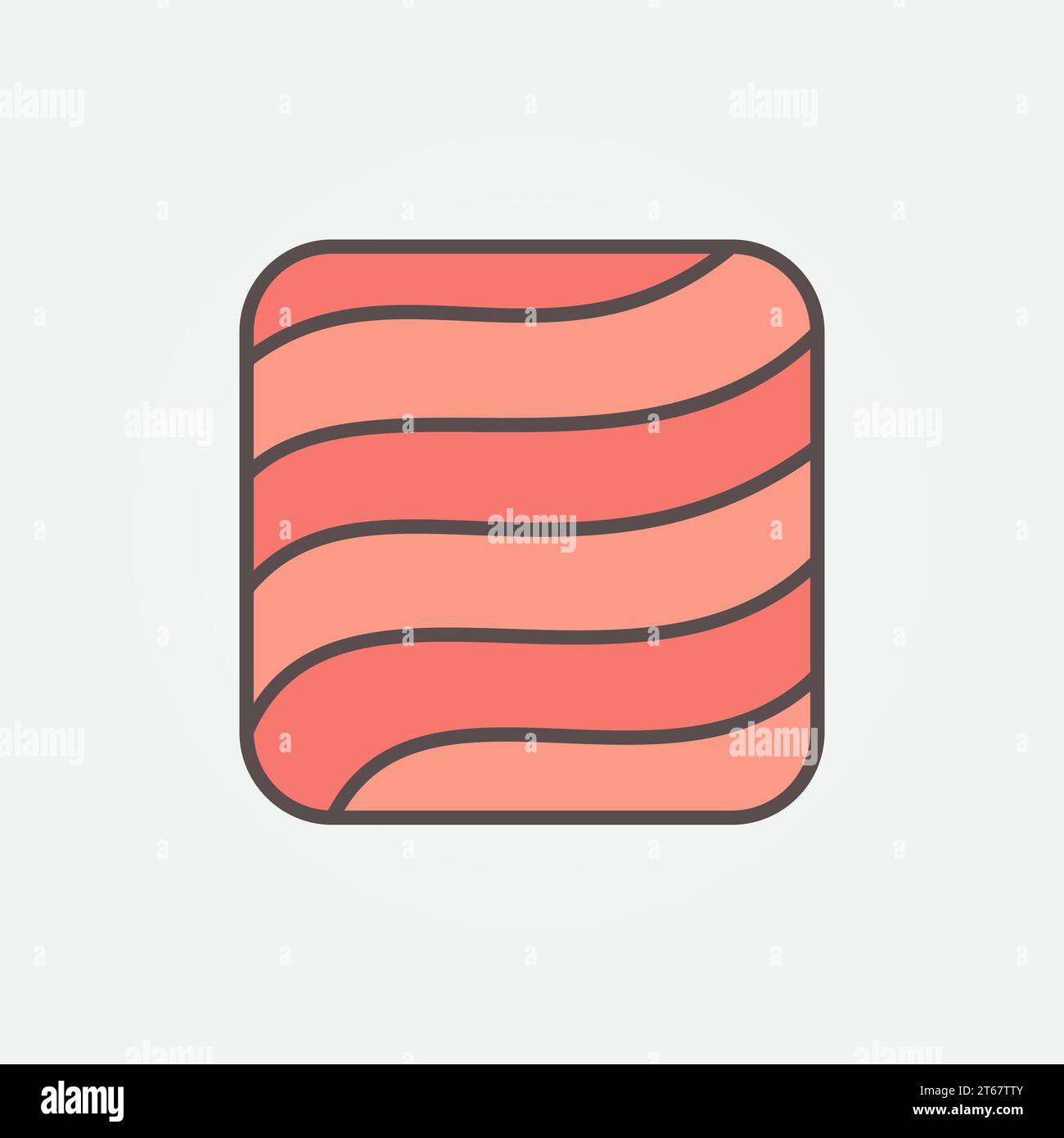 Flat salmon or trout fillet square concept icon or sign on white ...