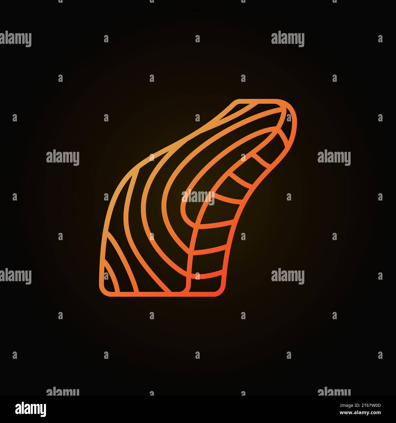Bright fish steak concept vector line icon. Salmon fish slice symbol or ...