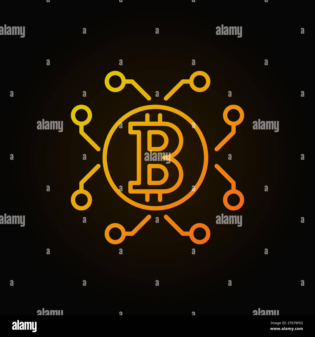 Orange bitcoin and cryptocurrency vector concept outline icon or symbol ...