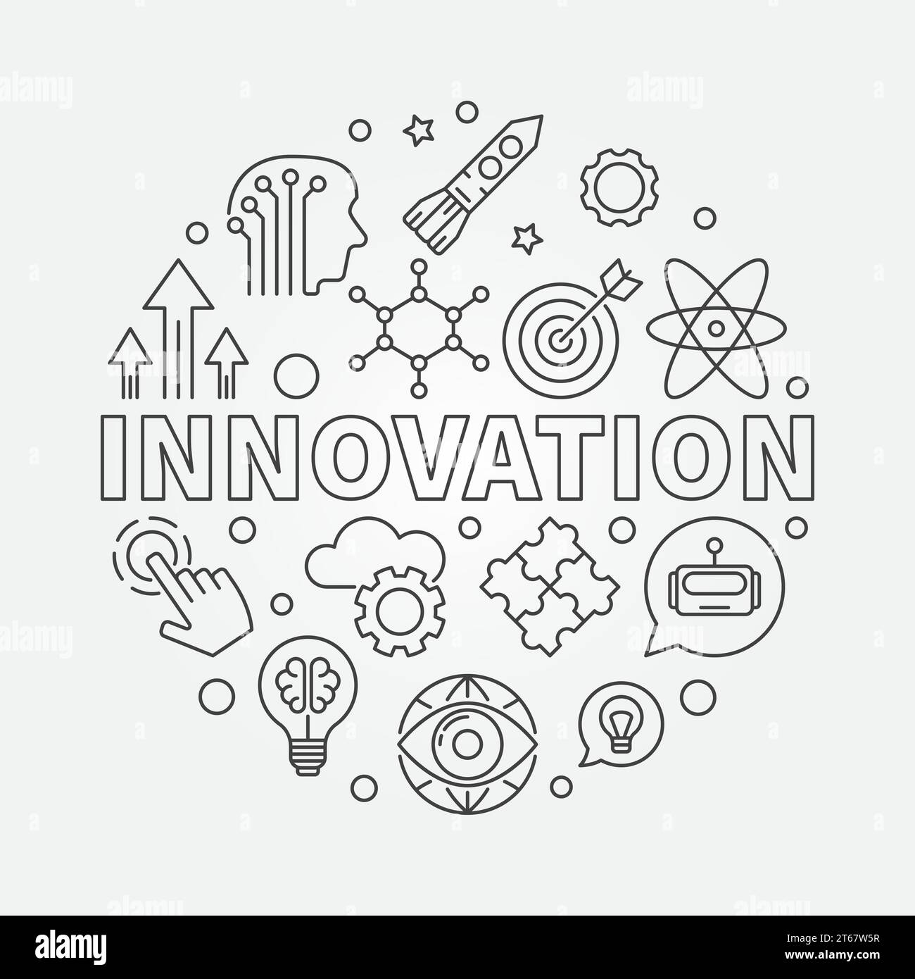 Innovation vector round concept illustration made of innovations icons ...