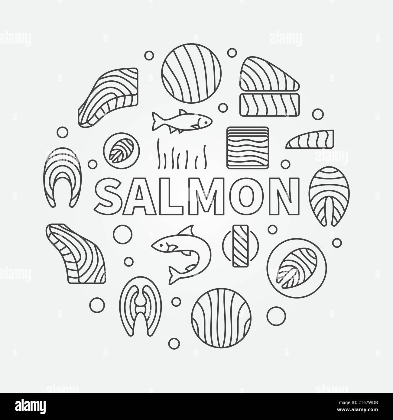 Salmon round illustration - vector circular symbol made with fillet ...