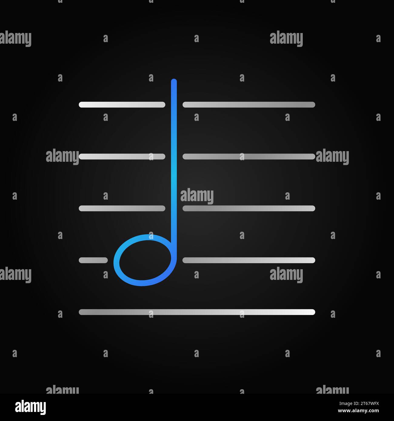 G Music note linear colored concept vector icon or symbol on dark ...