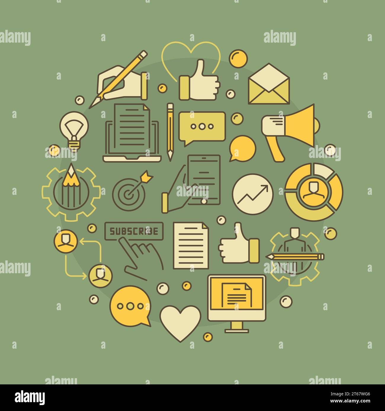 Colorful blogging creative illustration - vector round symbol made with ...