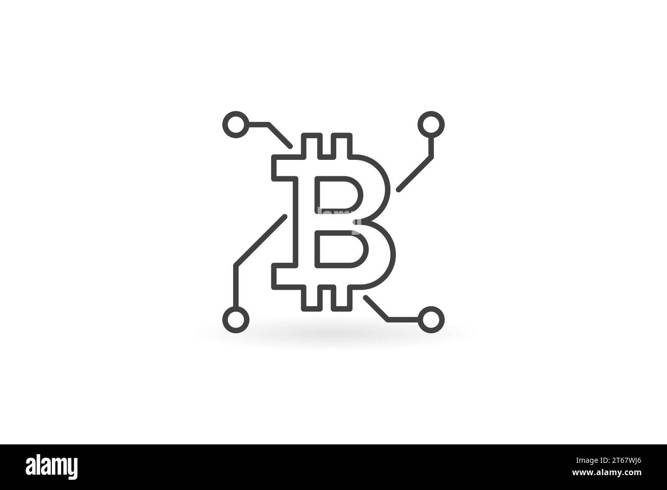 Bitcoin Abstract Vector Concept Icon Or Logo Element In Thin Line Style