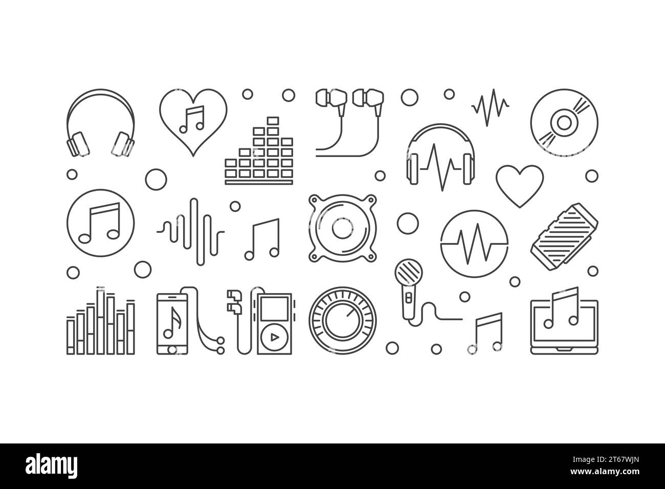 Music horizontal illustration. Vector banner made with creative sound ...