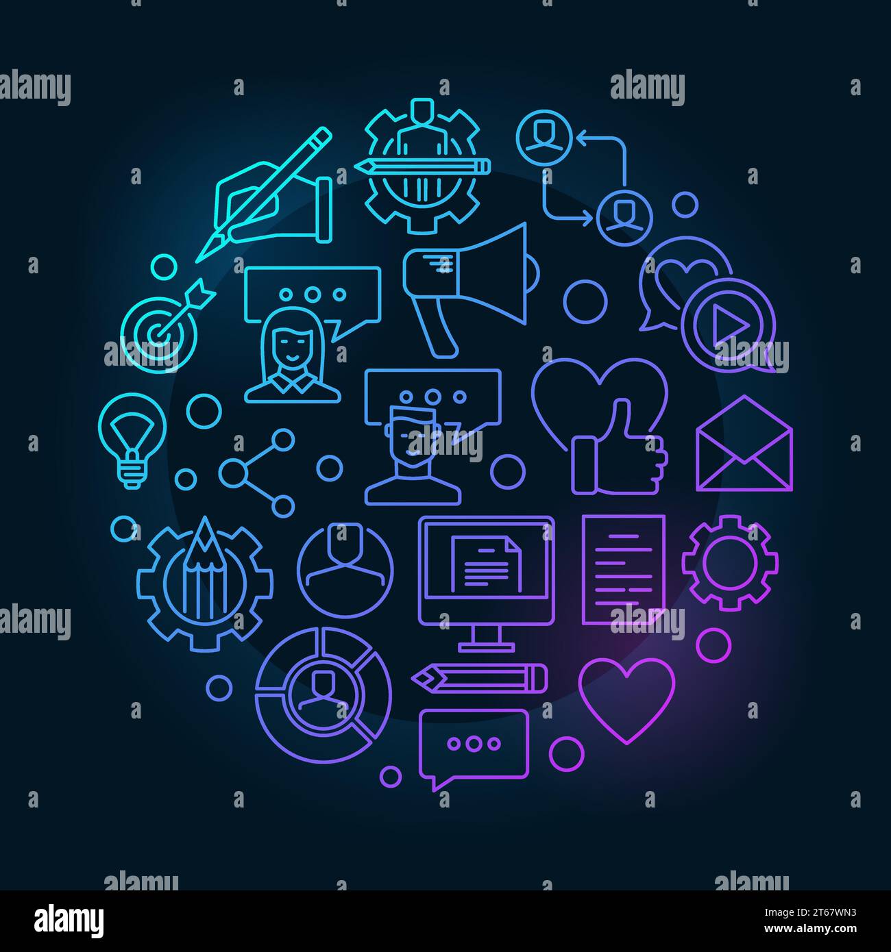 Blog concept illustration - vector outline modern symbol made with ...