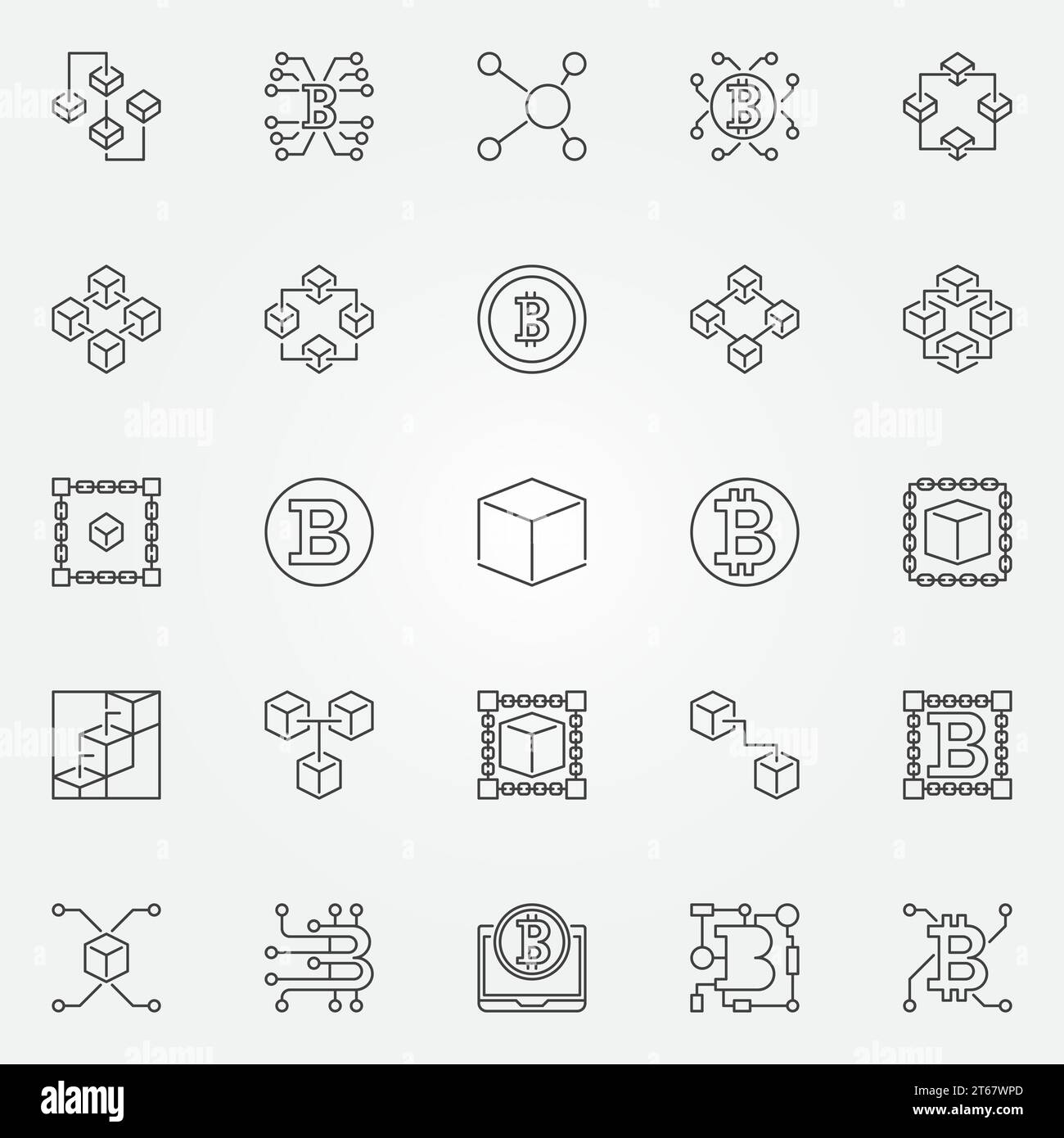 Blockchain technology icons set. Vector collection of 25 block chain ...