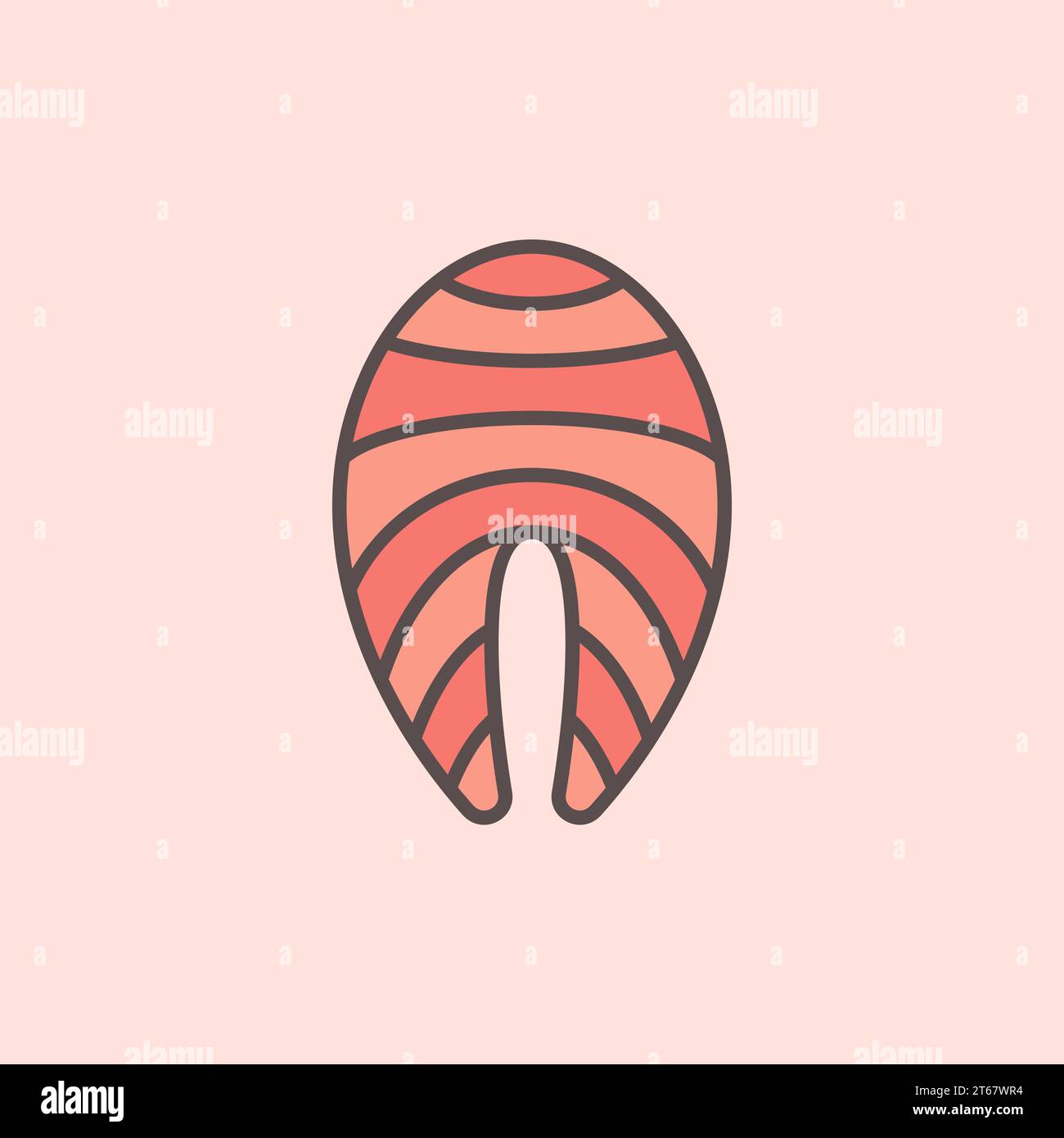 Red fish flat icon - vector salmon or trout steak colored sign or logo ...