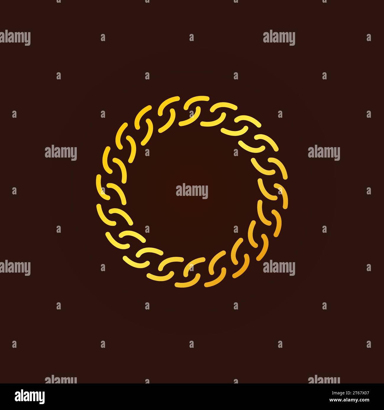Golden chain round vector jewelry icon or logo element in thin line ...