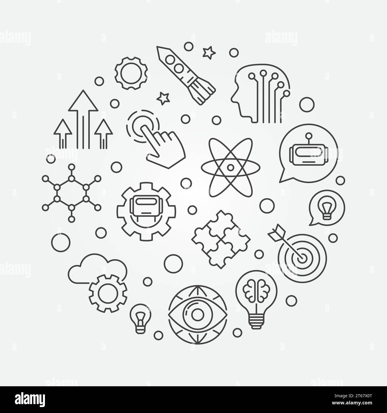 Innovation vector round concept minimal illustration in thin line style ...