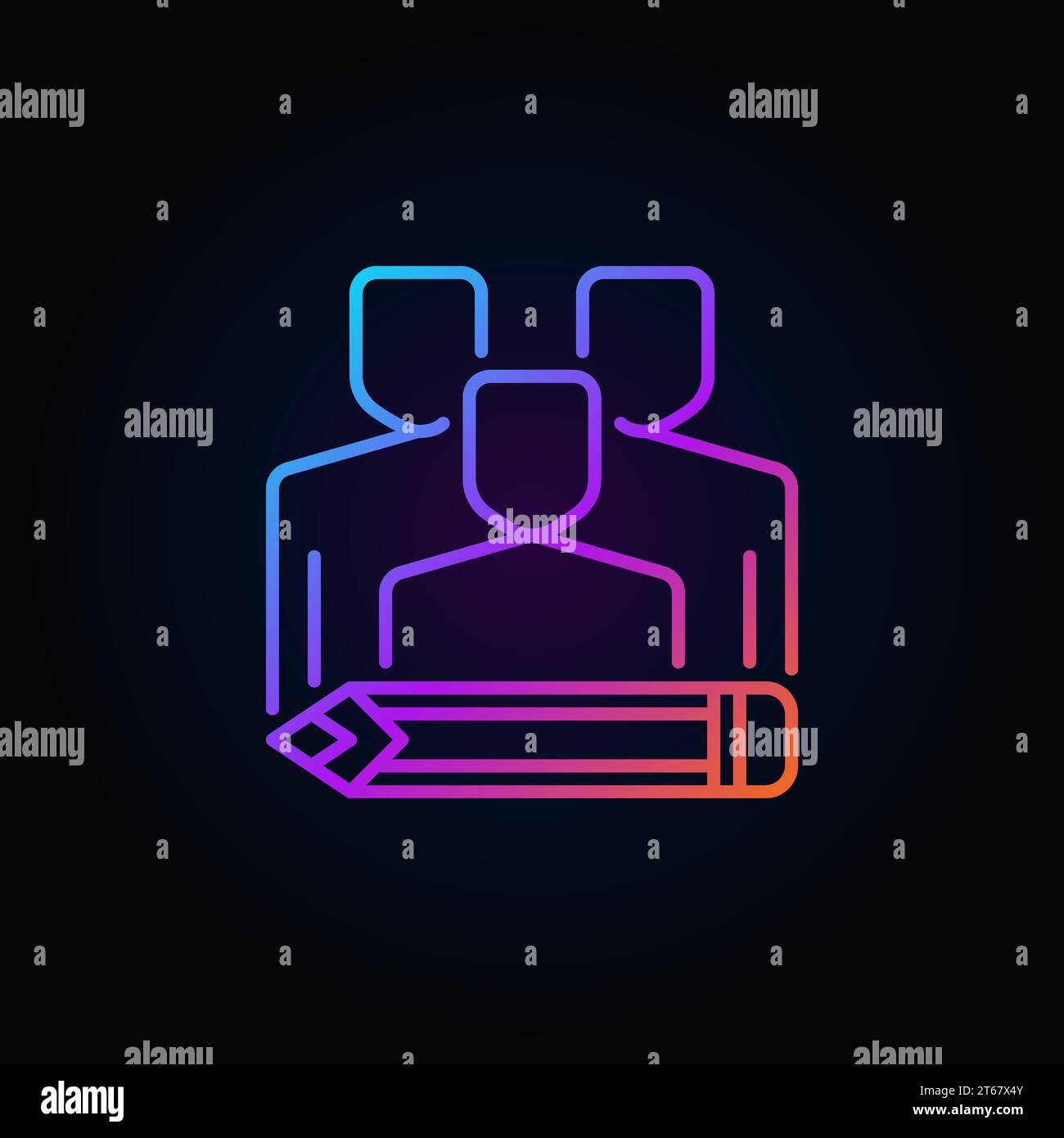 Bloggers concept colorful icon - vector group of people with pencil ...