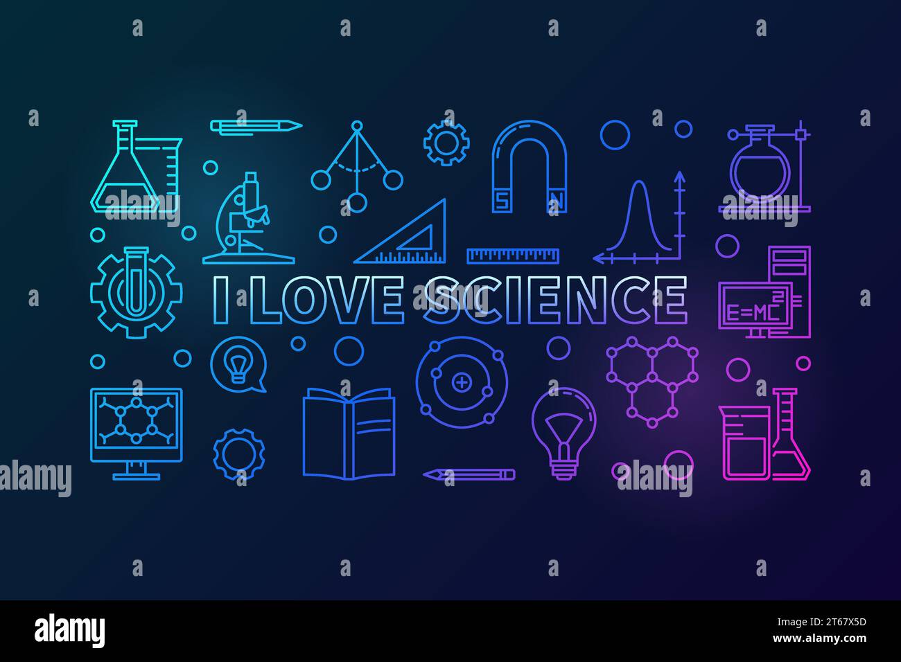 I love science vector colored horizontal illustration in outline style ...
