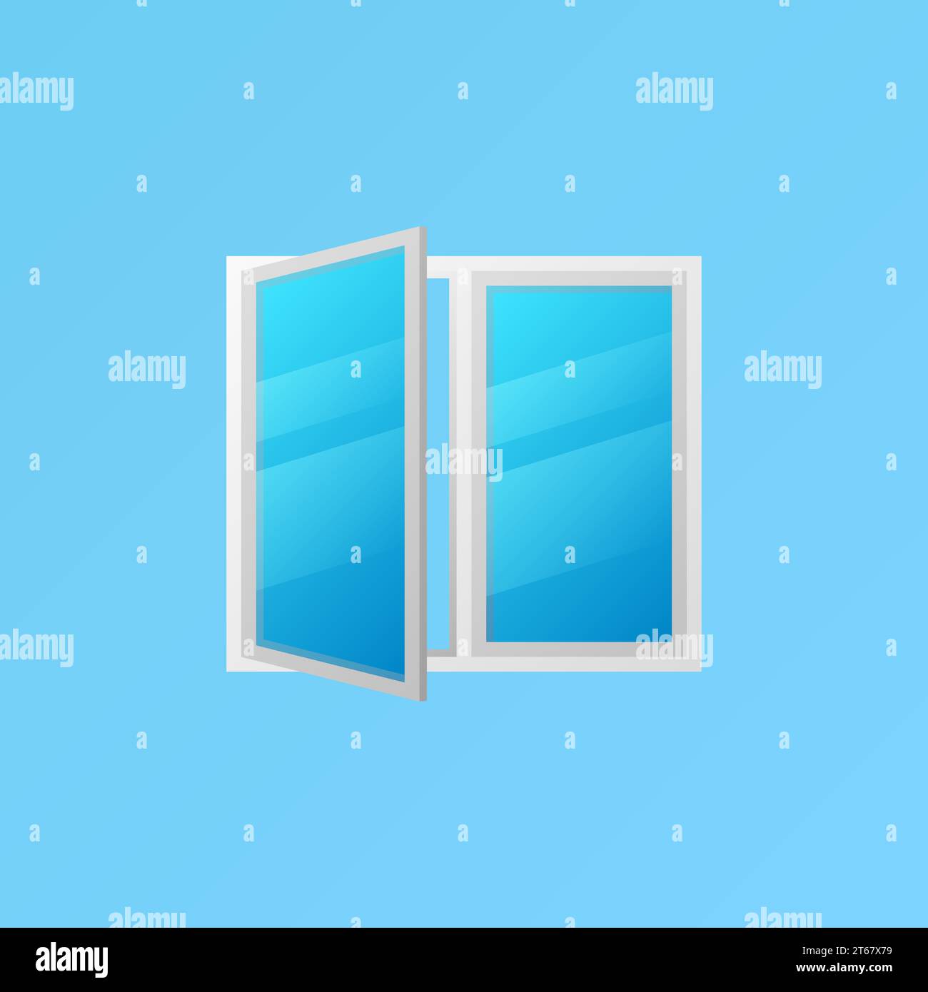 Window colorful icon or design element on blue background. Vector ...
