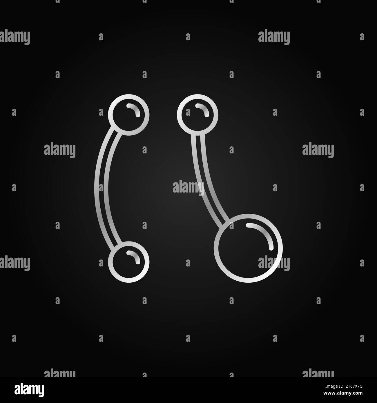 Piercings jewelry vector silver metal outline icon or logo element on ...