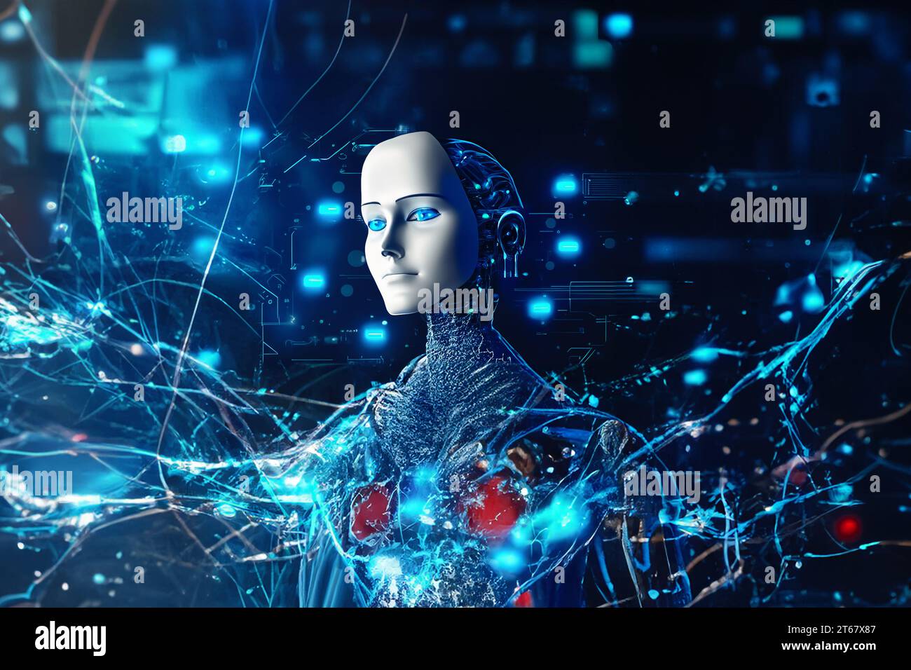 illustration about human and artificial intelligence interaction Stock ...