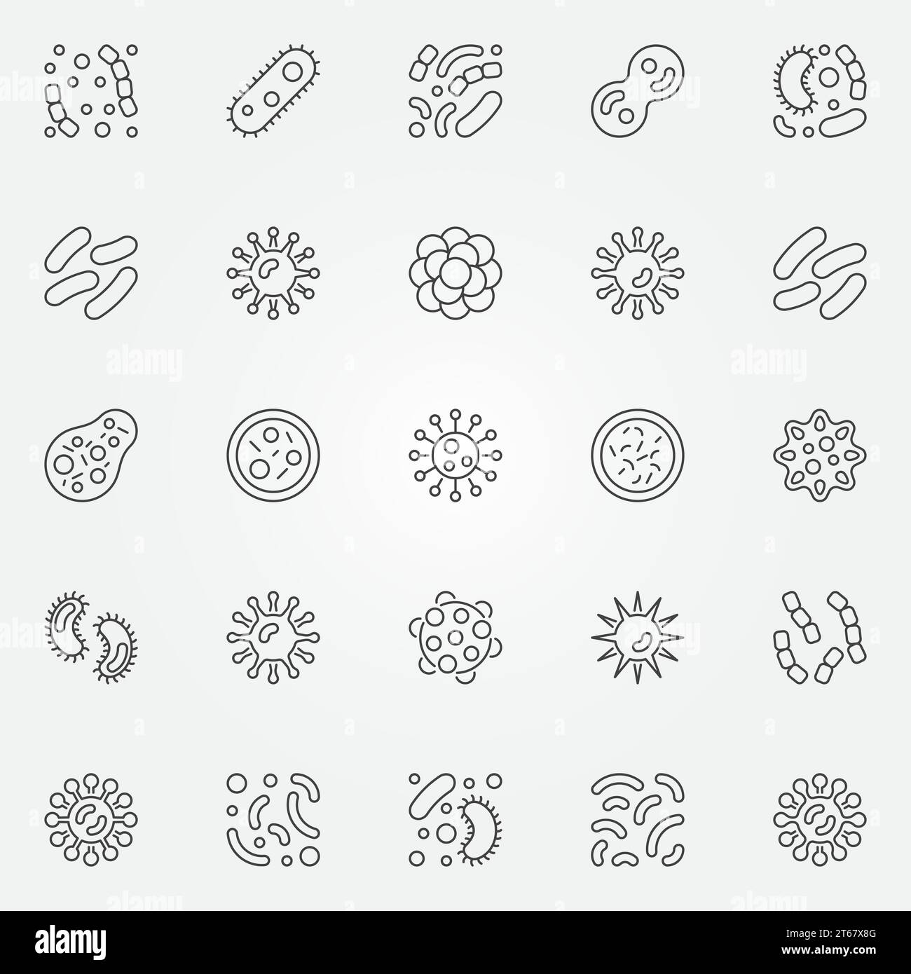 Bacteria icons set - vector collection of virus and pathogen concept ...