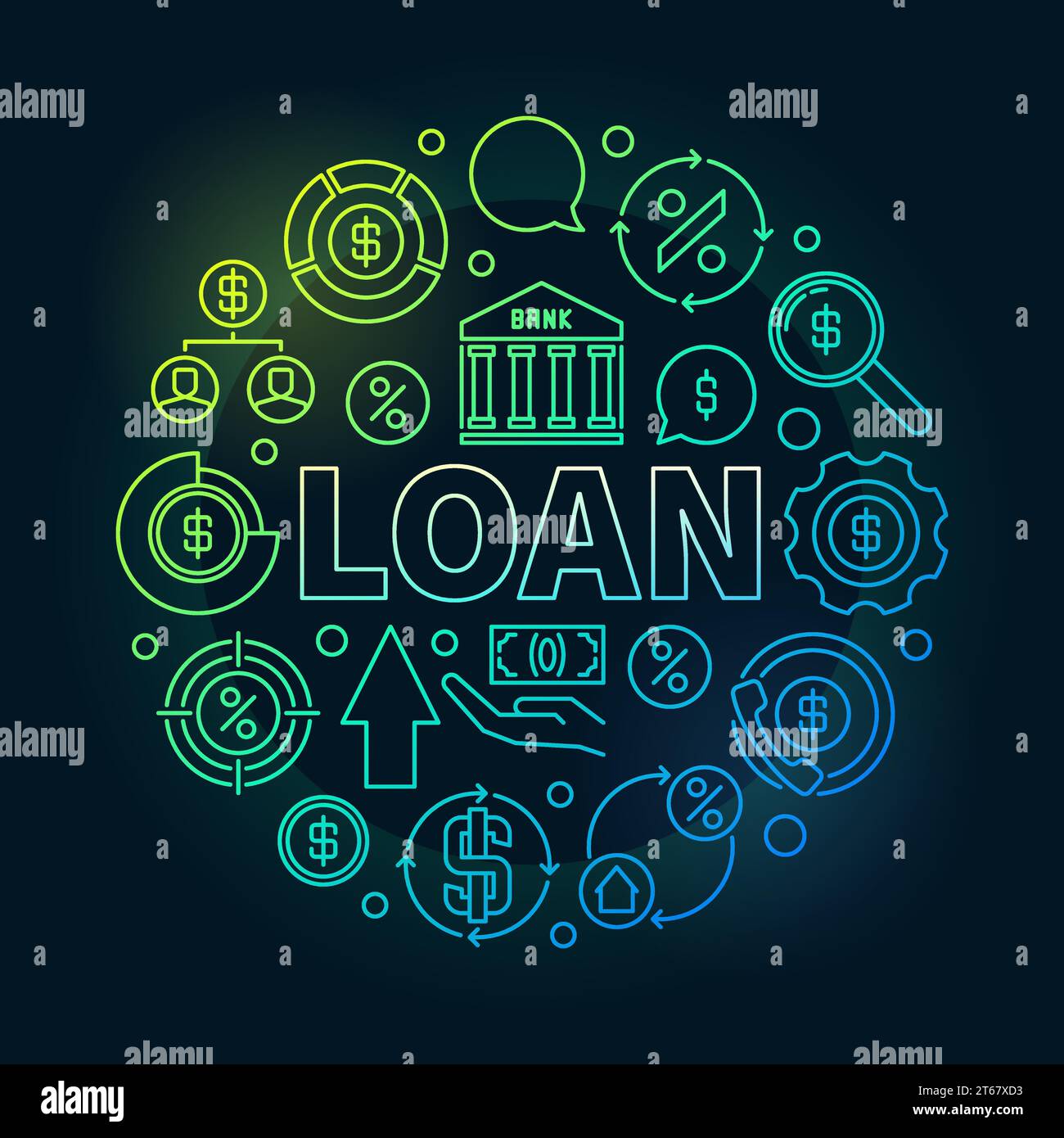 Loan round outline colorful illustration - vector business creative ...